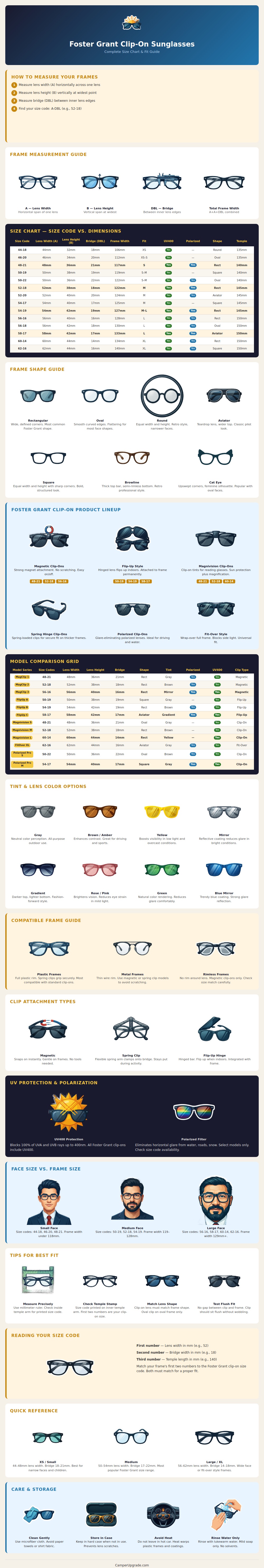 Foster Grant Clip On Sunglasses Size Chart - Camper Upgrade